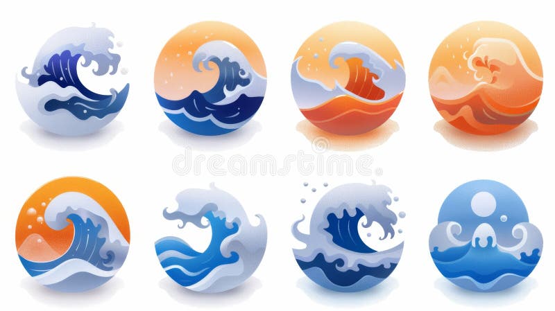 Sea Waves Icon Set. Collection of Wave Icons Stock Photo - Image of ...