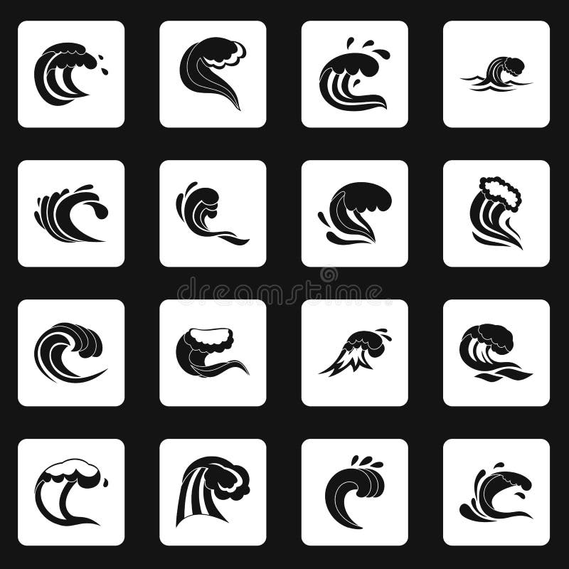 Sea Waves Icons Set Squares Vector Stock Vector - Illustration of ... Sea Waves Icons Set Squares Vector Stock Vector - Illustration of ...