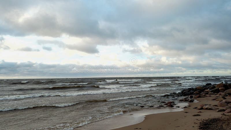 Sea Waves Lash Line Impact Rock on the Beach Stock Photo - Image of ...