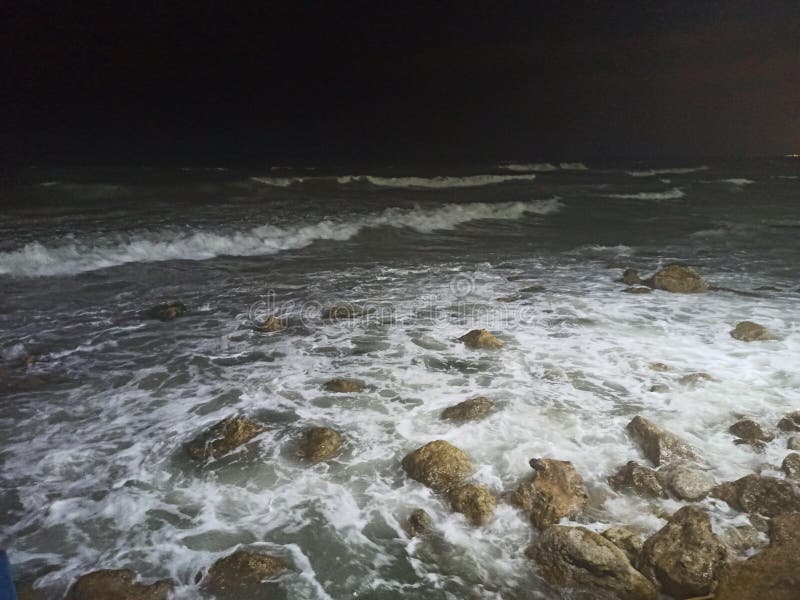 Sea waves night shot stock image. Image of water, shot - 250043539