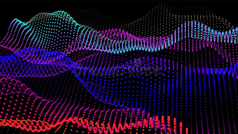 Sea Waves from Node. Hud Data Dots Flow. Research Points Stream. Big ...