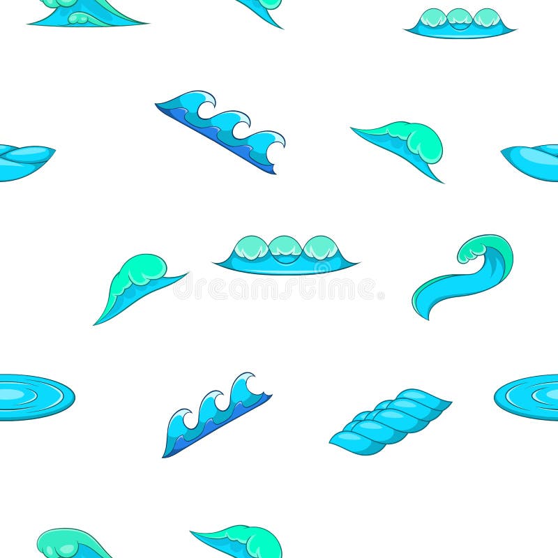 Sea Waves Pattern, Cartoon Style Stock Vector - Illustration of ocean ...