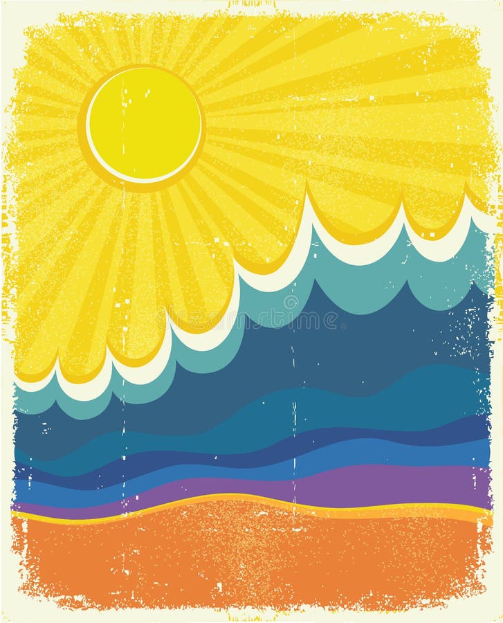 Sea waves poster. Vector stock vector. Illustration of abstract - 22896848