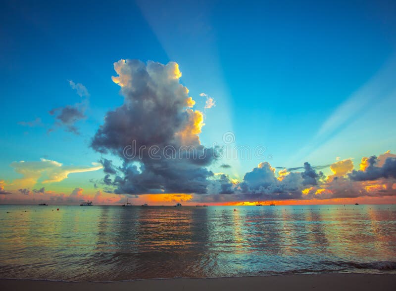 Sea Waves and and the Rays of the Rising Sun Stock Photo - Image of ...