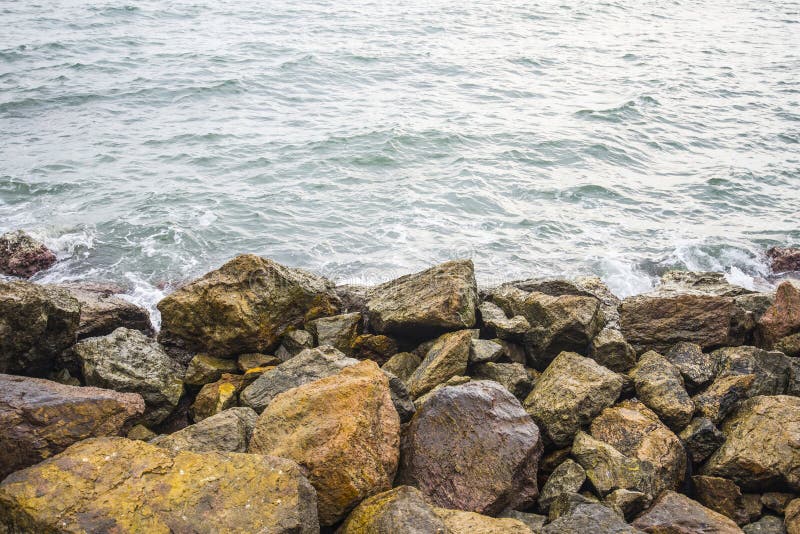 Sea Waves and Rock Dams Prevent Erosion Stock Photo - Image of ocean ...