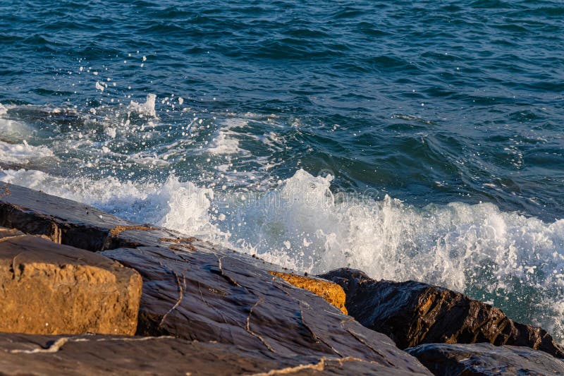 Sea waves on the rocks stock photo. Image of watereurope - 274235534