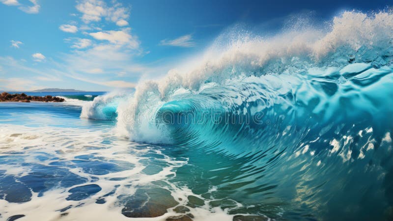 The Sea Waves Rolled Up in the Ocean Stock Photo - Image of distant ...