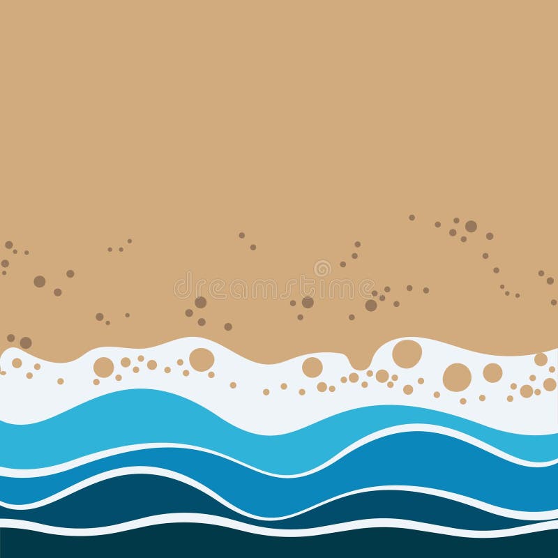 Sea Waves Sandy Shore Top View. Summer Beach Background Vector Template ...