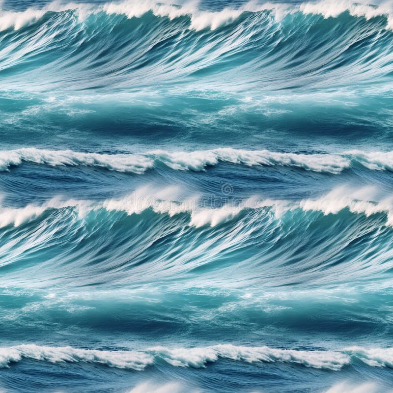 Sea Waves Seamless Pattern Design. Blue Water Background Stock Image ...