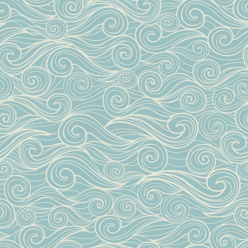 Sea waves seamless pattern stock vector. Illustration of curly - 214509499