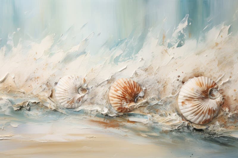 Sea Waves and Shells in an Abstract Interpretatio Stock Illustration ...