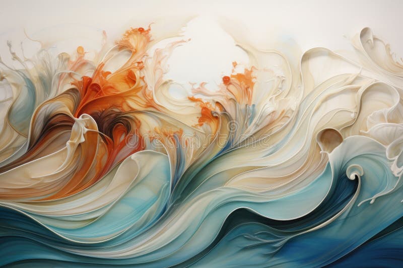 Sea Waves and Shells in an Abstract Interpretatio Stock Illustration ...