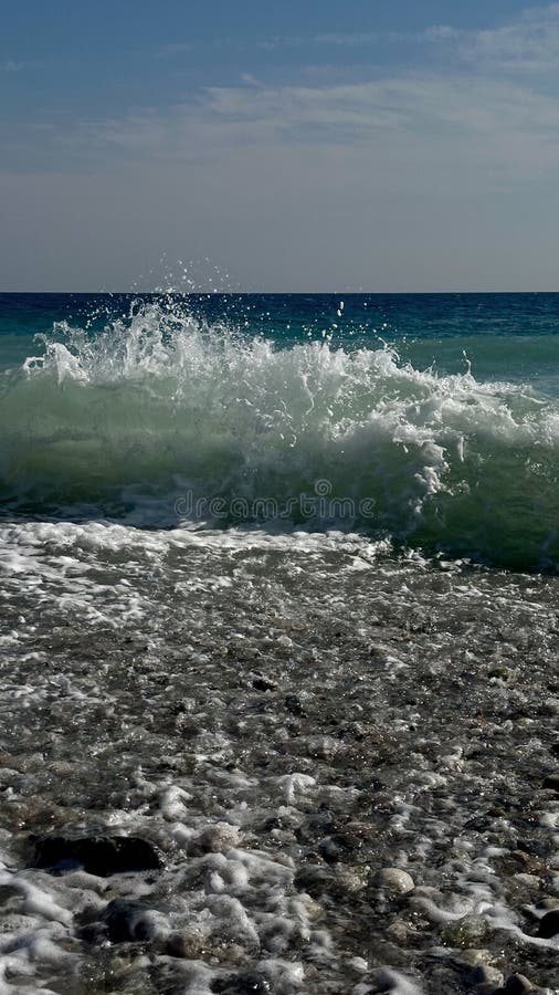 Sea Waves on the Shore of the Mediterranean Sea, Turkey Stock Image ...