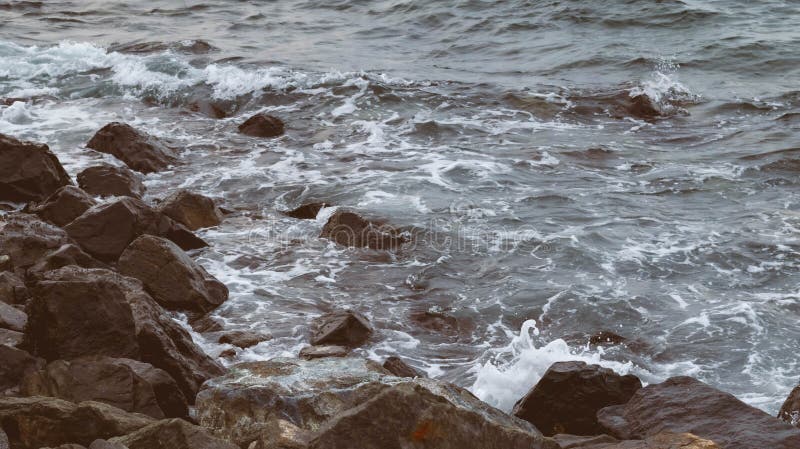 Sea Waves with Sky and Rocks Stock Photo - Image of clear, background ...