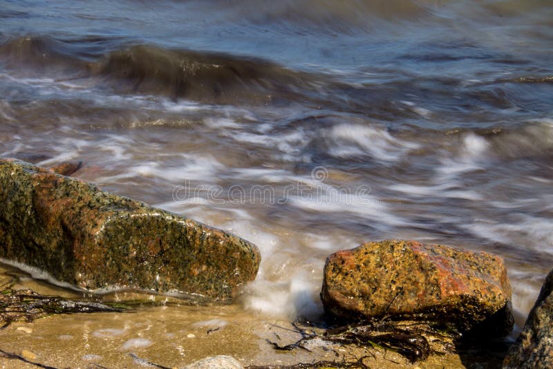 Sea Waves Splashing Over Rocks Stock Photo - Image of beauty, seashore ...