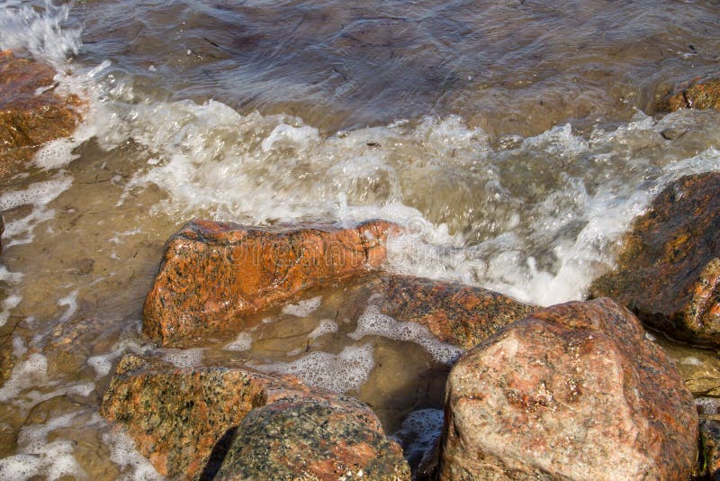 Sea Waves Splashing Over Rocks Stock Image - Image of calm, clear ...