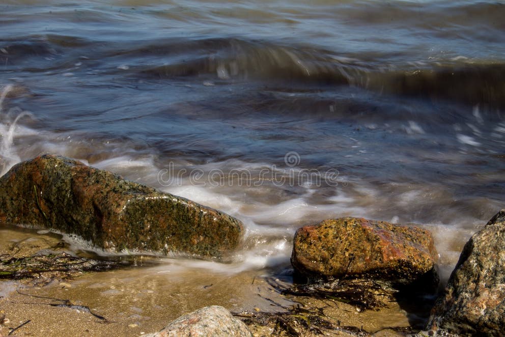 Sea Waves Splashing Over Rocks Stock Image - Image of beach, calm ...