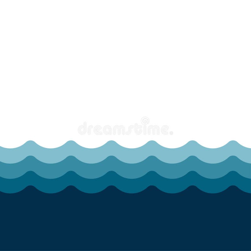 Sea Waves Vector Illustration Flat Style. Waves on the Water Stock ...