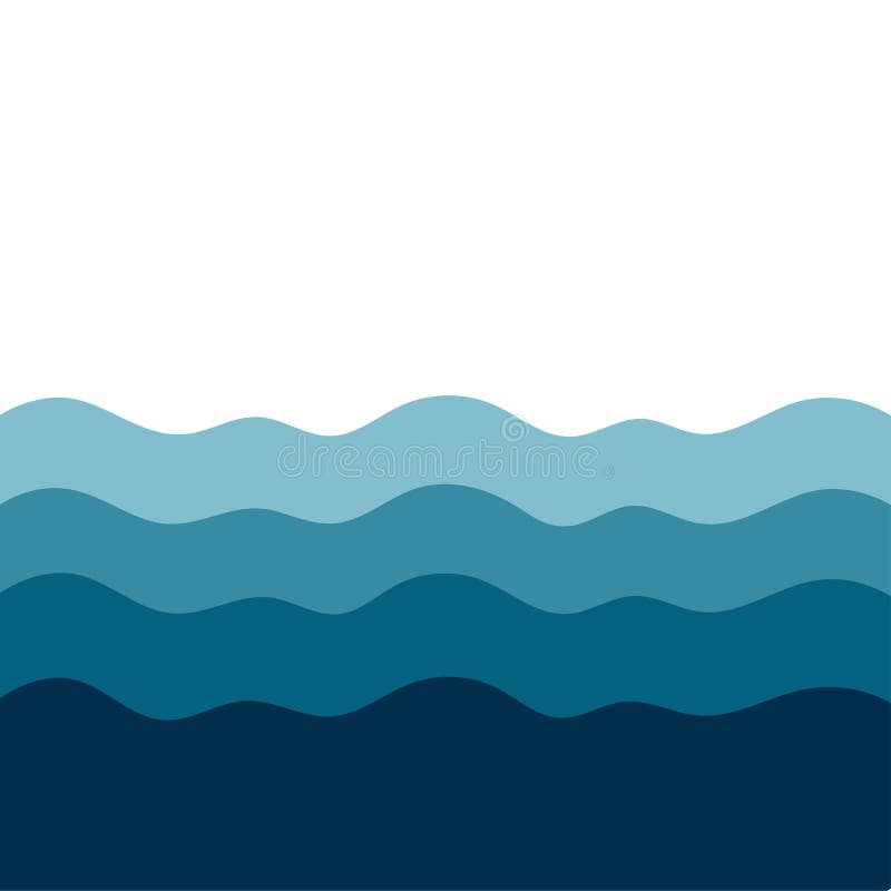 Sea Waves Vector Illustration Flat Style. Waves on the Water Stock ...