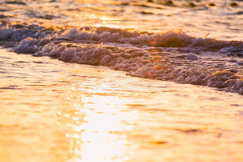Sea Waves Warm Red Sunset Beach of the Ocean Stock Image - Image of ...