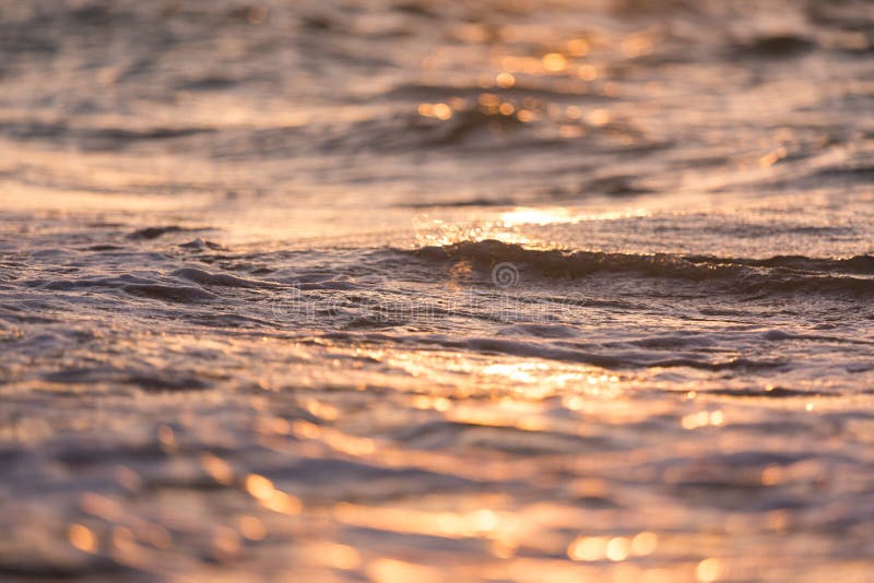Sea Waves Warm Red Sunset Beach of the Ocean Stock Image - Image of ...
