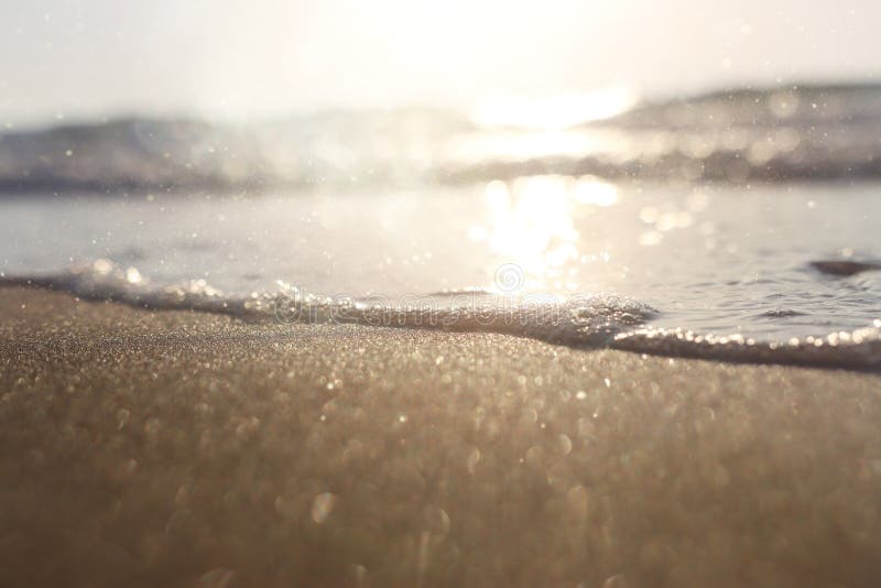 Sea Waves and Warm Sunset Light, Calm and Relaxing Sandy Beach Stock ...