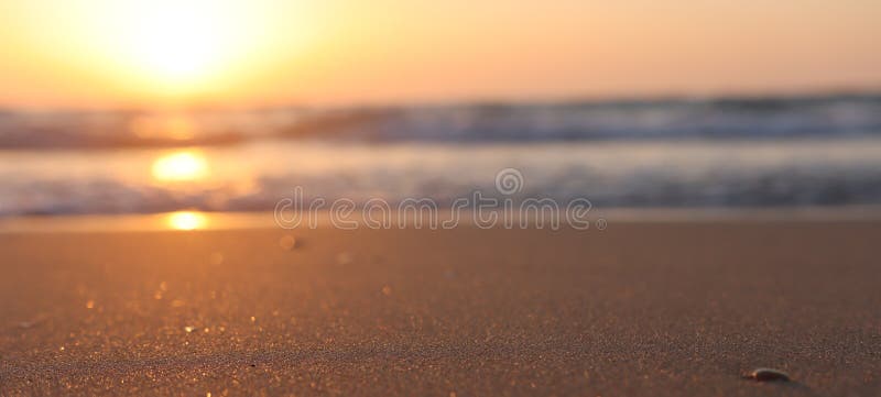 Sea Waves and Warm Sunset Light, Calm and Relaxing Sandy Beach Stock ...