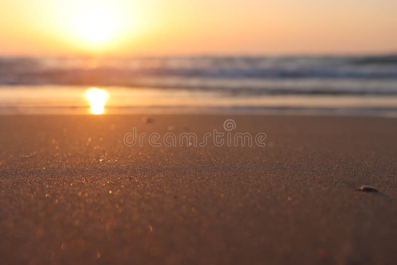 Sea Waves and Warm Sunset Light, Calm and Relaxing Sandy Beach Stock ...