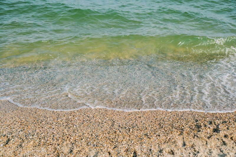 Sea Waves Washed Clean Beach Made of Shells. Stock Photo - Image of ...