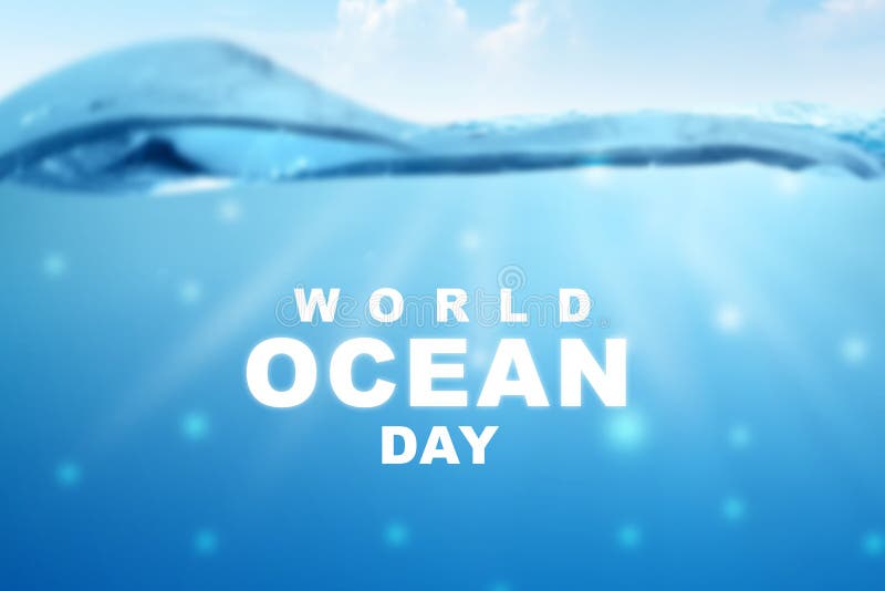 Sea Waves with World Ocean Day Text Stock Illustration - Illustration ...