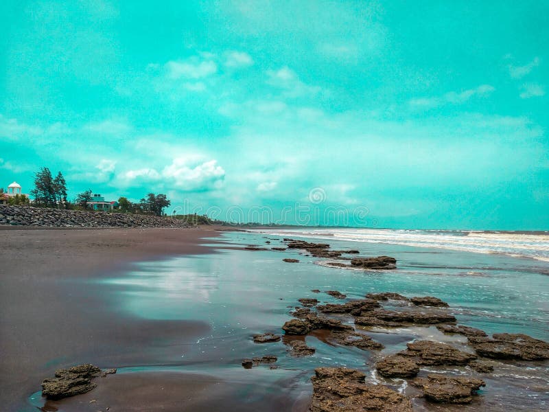 Sea way on the beach stock image. Image of clouds, cloud - 188733009