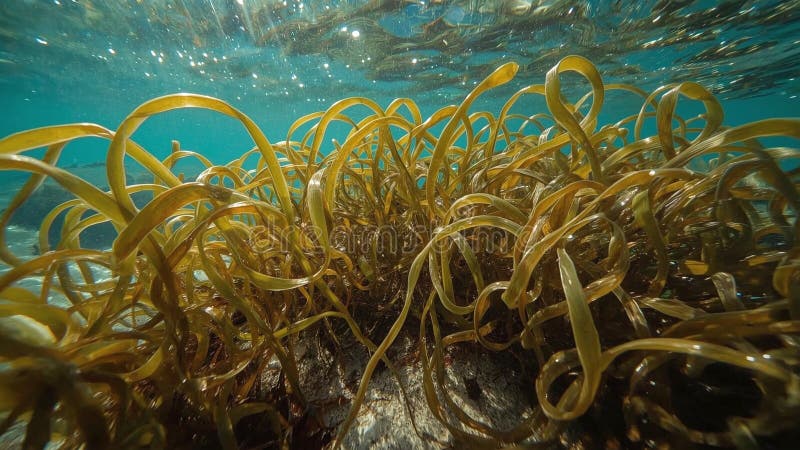 Sea Weed Underwater, Seaweed Growing in Sea or Ocean Stock Illustration ...