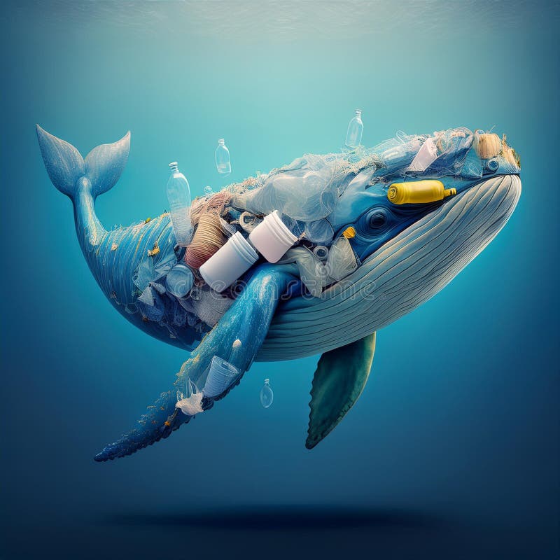 Sea Whale Carrying Plastic Pollution Damage Conservation Stock ...