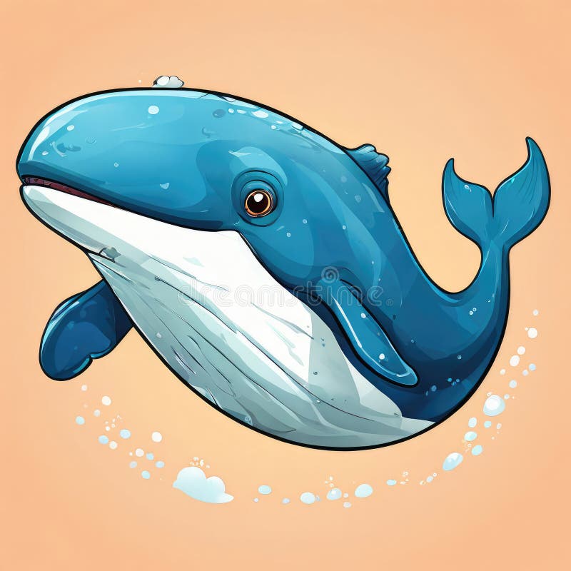 Sea Whale Illustration in Cartoon Style Stock Photo - Image of fish ...