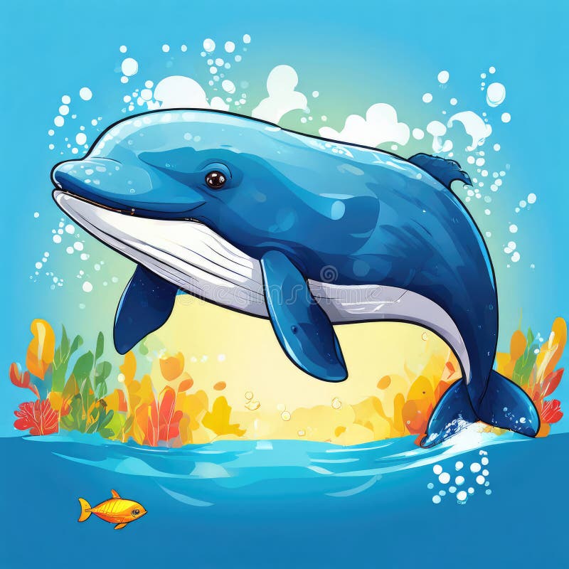 Sea Whale Illustration in Cartoon Style Stock Image - Image of life ...
