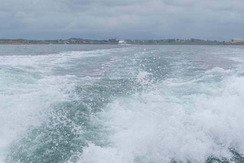 Sea Whirpool Waves Leftafter Fast Goig Ship . Stock Image - Image of ...