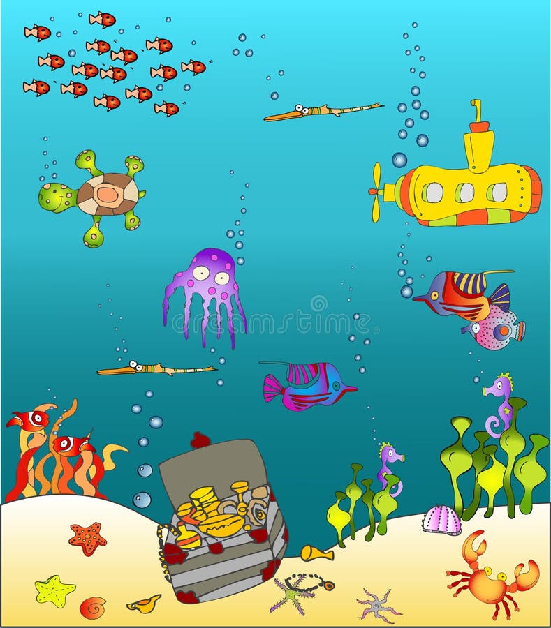 Sea world 2 stock vector. Illustration of submarine, coastal - 1980358