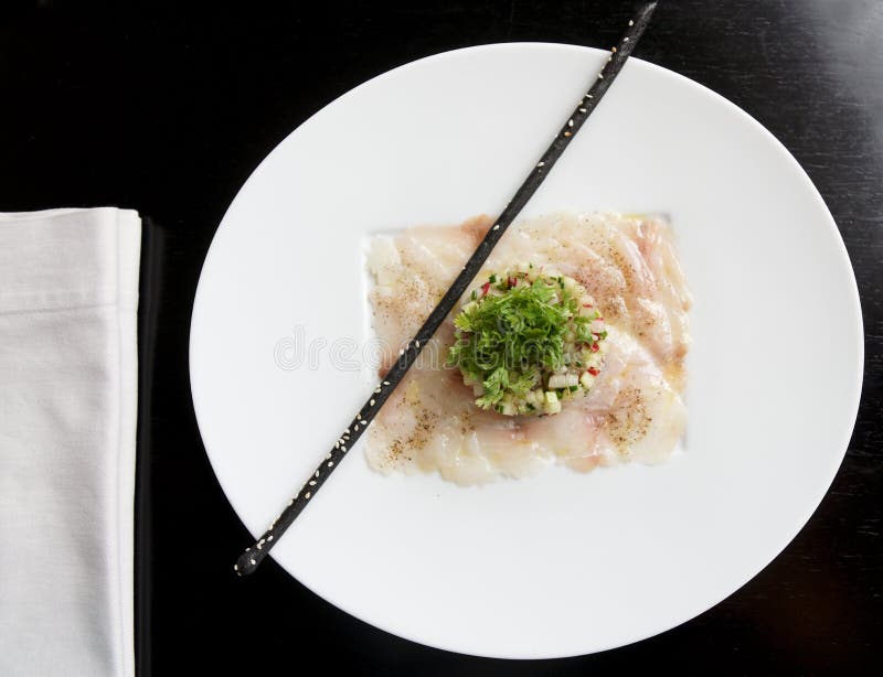 Seabass carpaccio stock photo. Image of salad, herb, parsley - 15699348