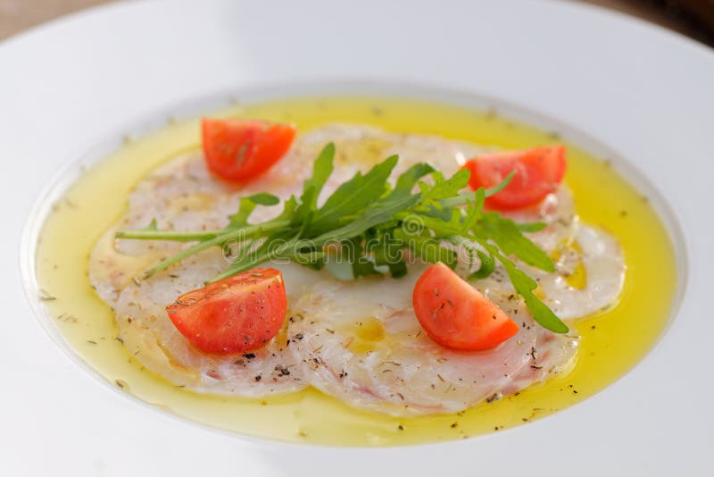 Seabass fish carpaccio stock image. Image of healthy - 49734135