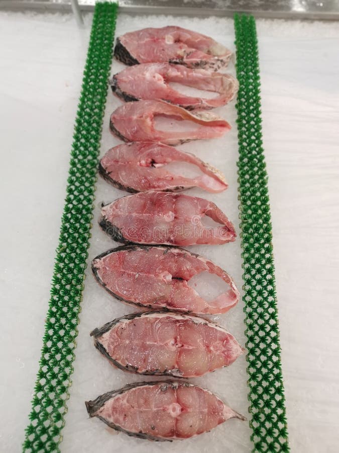 Seabass Fish Cut into Slices for Display and Sale Stock Image - Image ...