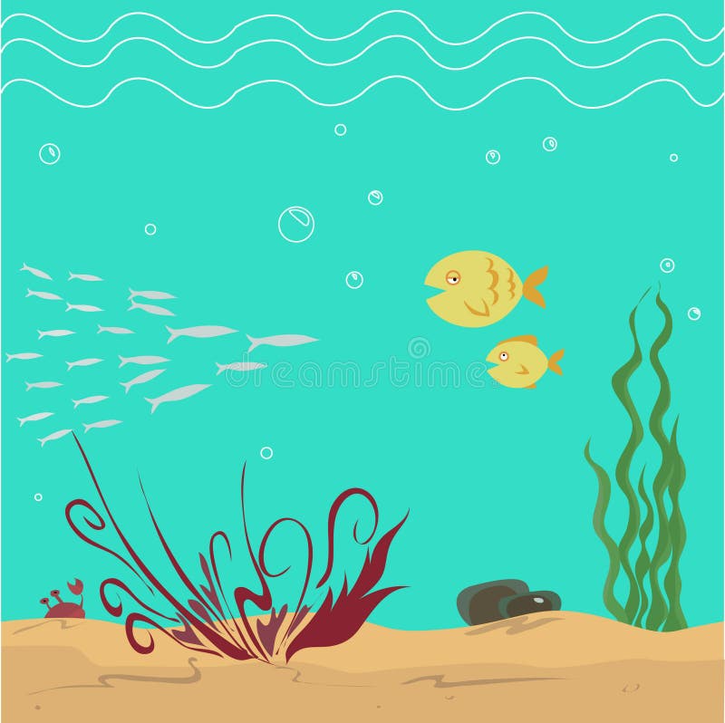 Seabed stock vector. Illustration of alga, green, wave - 25199038