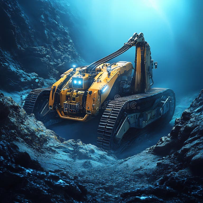 Seabed Mining Operation, Robotic Machines, Underwater Mining Process ...