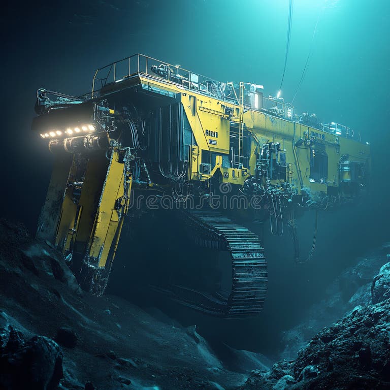 Seabed Mining Operation, Robotic Machines, Underwater Mining Process ...