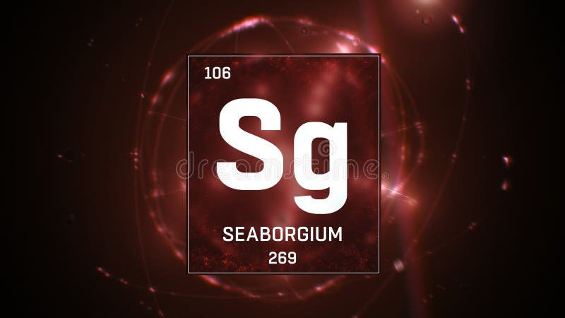 Seaborgium As Element 106 of the Periodic Table 3D Illustration on Red ...