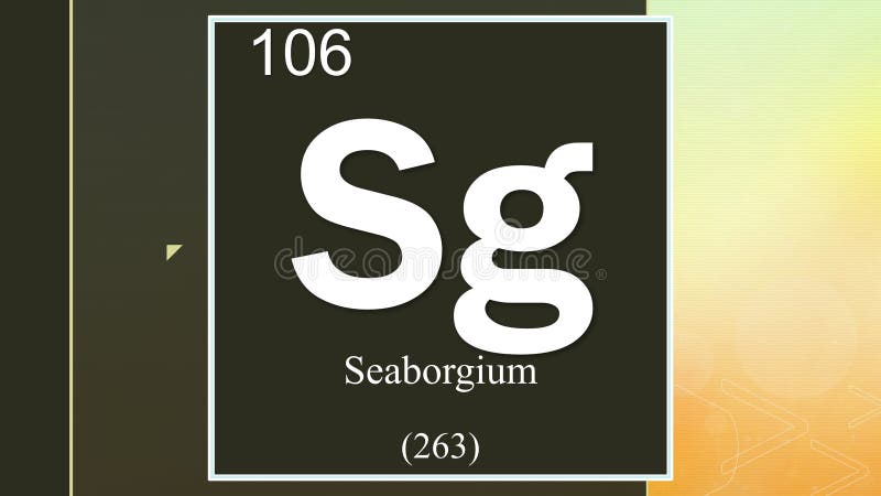 Seaborgium Chemical Element Symbol on Black Yellow Solid and Gradient ...