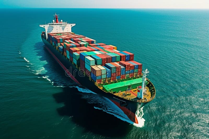Seaborne Import-export Logistics, Container Ship Loads and Unloads in ...