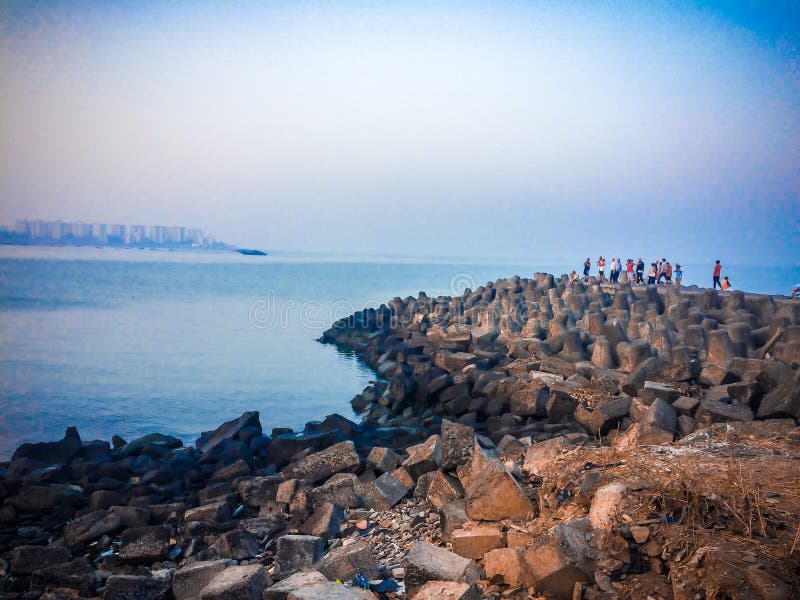 Seaface Rocks of Mumbai,marinedrive. Stock Image - Image of cove ...