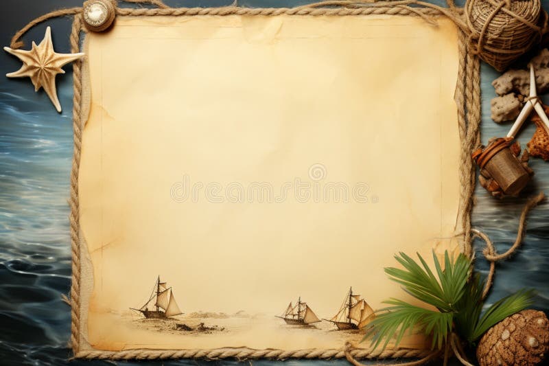 Seafaring Touch Blank Paper Sheet Adorned with a Delicate Nautical Rope ...