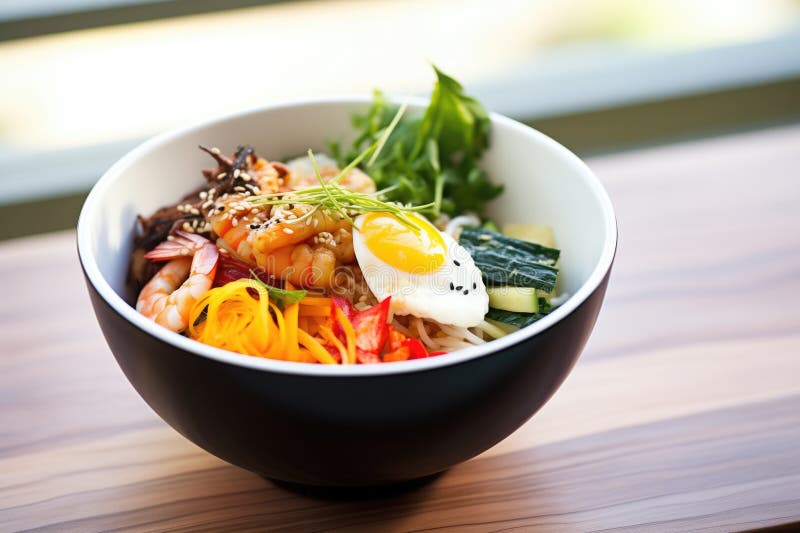 Seafood Bibimbap with Shrimp and Squid Stock Image - Image of korean ...