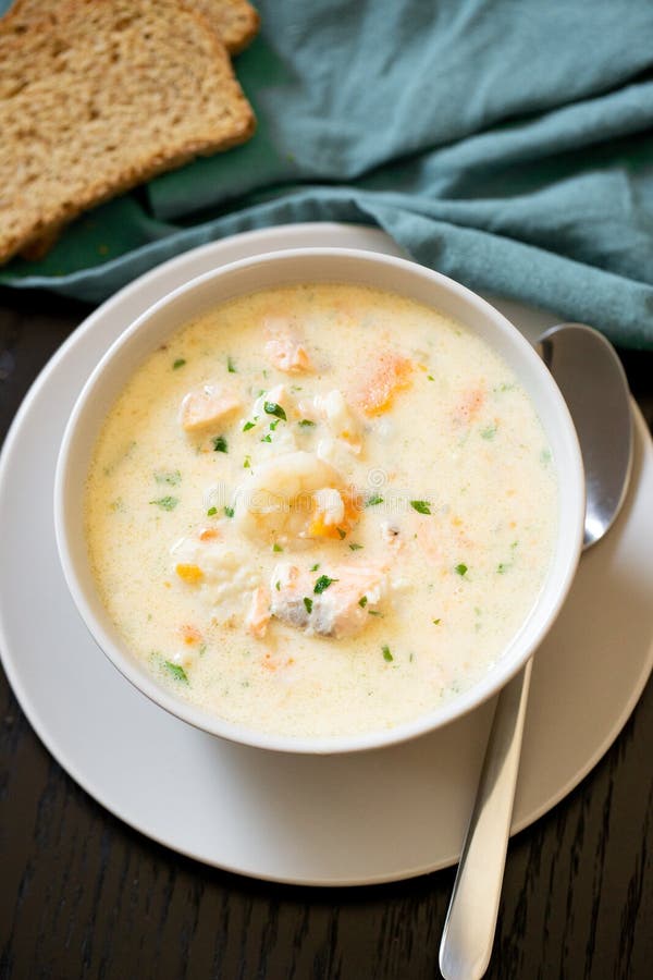 Seafood chowder stock image. Image of background, lunch - 209387601